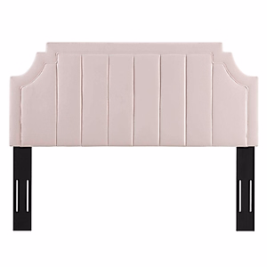 Modway Alyona Channel Tufted Performance Velvet Full/Queen Headboard in Pink