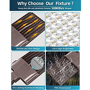 LED Parking Lot Light 320W 250W 200W Adjustable, LED Shoebox Light 5700K 5000K 4500K Arm&Slip Fit Mount, UL DLC Listed Outdoor Pole Light with Photocell, IP65 Commercial Street Area Flood Lighting