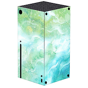PlayVital Blue Green Watercolour Custom Vinyl Skins for Xbox Series X, Wrap Decal Cover Stickers for Xbox Series X Console Controller