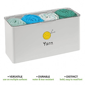 mDesign Stackable Plastic Craft, Sewing, Crochet Storage Container Box with Lid - Compact Organizer and Holder for Thread, Beads, Ribbon, Glitter, Clay - Includes 32 Labels - Light Gray/Clear