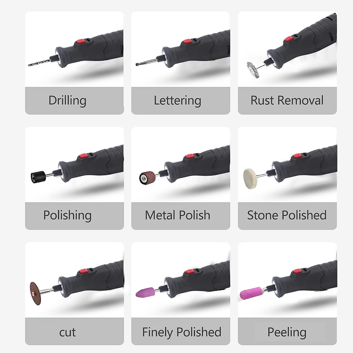 Werktough 8V Cordless Rotary Tool Kit with Deluxe 99pcs Accessories Mini Grinder with 2.0A 8V Battery 5 Speed 4 Front LED Light High Speed Low Vibration