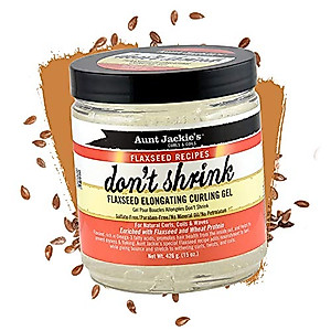 Aunt Jackie's Flaxseed Recipes Don't Shrink Elongating Hair Curling Gel for Natural Curls, Coils and Waves, Helps Prevent Dryness and Flaking, 18 oz
