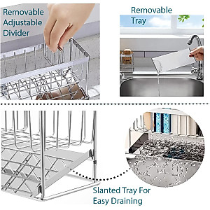 Home Spirit Sink Caddy Organizer Countertop For Kitchen, Bathroom, Sponge Holder, Soap, Brush, Bottle Storage Gadget, Angled Drain Tray, Adjustable Divider…