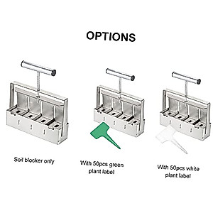 Irfora Handheld Soil Blocker 2-Inch Soil Block Maker Soil Blocking Tool with Dibbles Dibbers for Garden Prep
