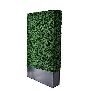 AGPL Upgraded Artificial Boxwood Hedge Wall with Dark Gray Stainless Steel Planter Box (79" Height 48" Width 12" Deep) Room Divider and Privacy Wall (79)