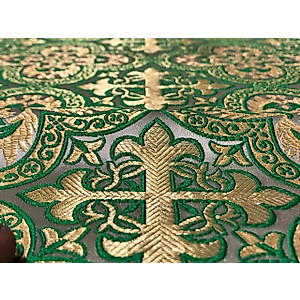 Brocade fabric VESTMENT 60" wide GREEN and GOLD Liturgical Brocades BRO950[1]