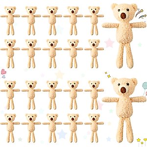 20 Pcs Mini Bear Stuffed Animal 8 Inch Small Stuffed Bear Plush Cute Bear Plush Toys for Birthday Wedding Valentines Day Decorations Craft DIY Accessory Party Favors Supplies (Purple, Beige)