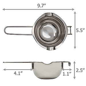 EIKS Boiler Pot Melting Bowl with SUS304 Stainless Steel for Melting Chocolate Candy Cheese Butter and Candle Wax Making, Capacity 400ML/13oz