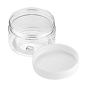 WYKOO 12 Pack 4 OZ Plastic Jars Round Clear Cosmetic Container Jars with Lids, Wide Mouth Empty Slime Jars, Refillable Clear Travel Storage Jars for Kitchen Use Beauty Products Sample