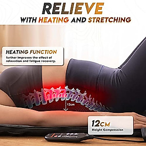 Electric Heating Back Stretching Mat - Gemibee Portable Yoga Flex Body Pain Relief Massage Mattress Bed for Neck, Waist & Hips, Muscle Soreness & Tension Relax, Foldable with Handle Home Gym