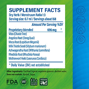 Women's Balance Tincture (4 Fl. Oz.) - Liquid Extract Relief for Pre-Menstrual & Menopausal Symptoms - Vitex, Dong Quai, Maca, Rhodiola, Ashwagandha, Motherwort, Milk Thistle