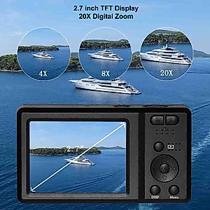 Camera, 2.7 Inch Digital Camera 56MP 4K 20X Continuous Shooting High Definition Flash for Kids Travel (Black)