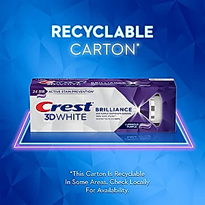Crest 3D White Brilliance Teeth Whitening Toothpaste, Luminous Purple, 3.5 oz, Pack of 3