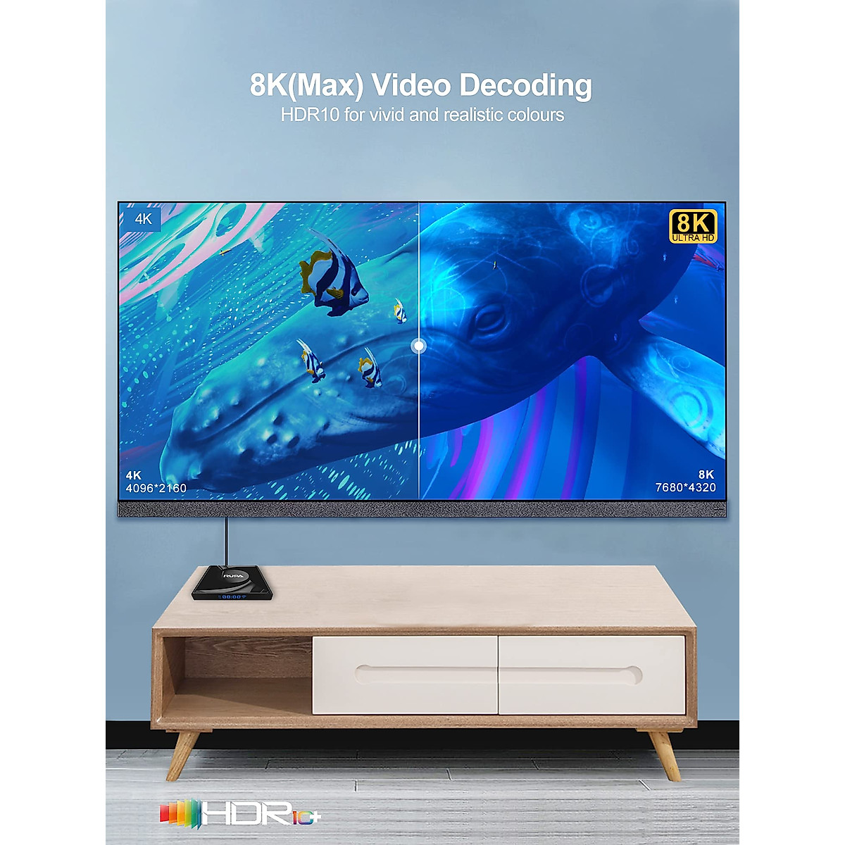 Android TV Box 13.0 4GB RAM 32GB ROM 8K TV Box RK3528 Chip Support WiFi6 BT5.0 USB3.0 Ethernet LAN 3D HDR10 HD Video Streaming Box