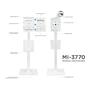 Mount-It! Anti-Theft iPad Floor Stand | Contact-Less iPad Floor Kiosk | Adjustable Locking Secure iPad Floor Mount with Document Tray for iPad 10.2 and 10.5, White