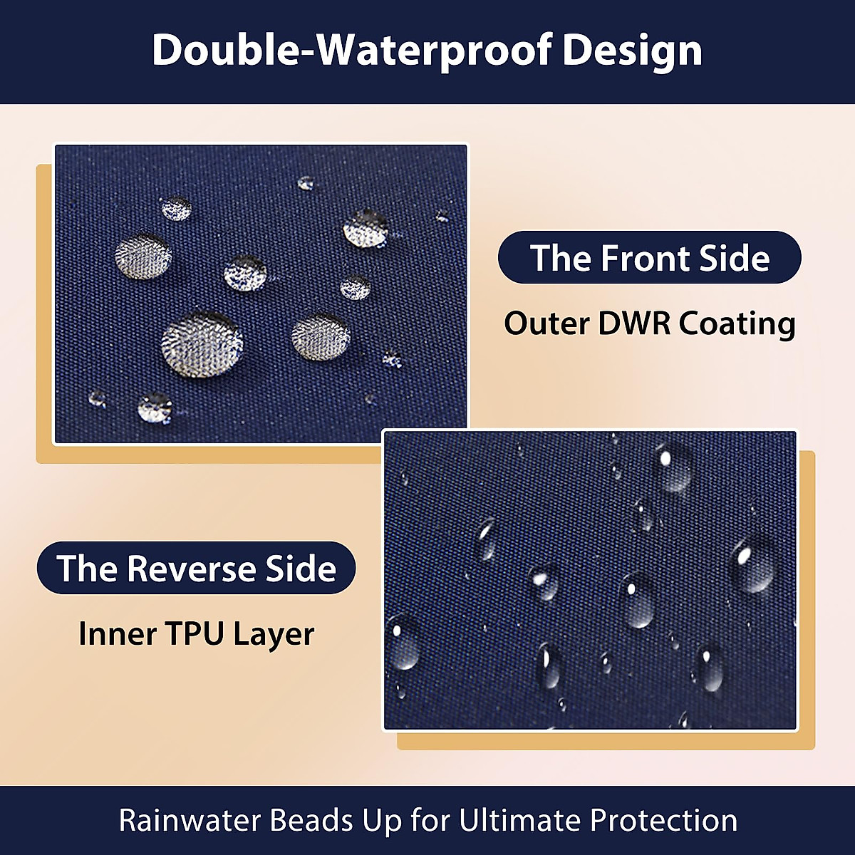 WEOAVRY Outdoor Deep Seat Cushions,24 x 24, Waterproof & Fade Resistant Patio Cushions for Outdoor Furniture, Deep Seat & Back Cushion with Secure Ties and Removable Cover, Blue