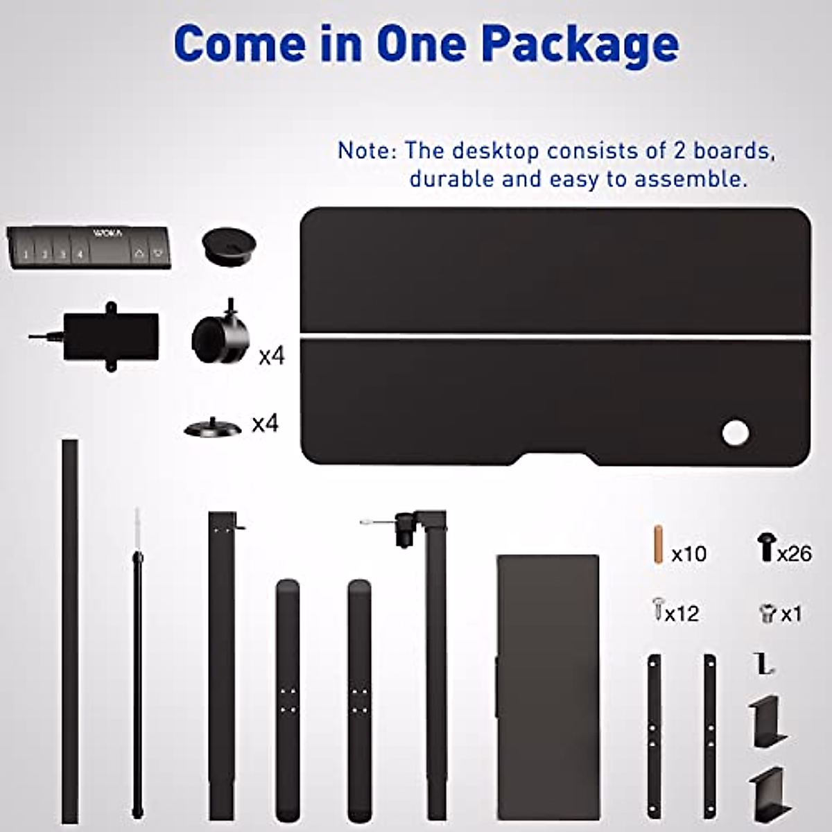 WOKA Electric Standing Desk Adjustable Height 48x24 in with Memory Controller, Ergonomic Motorized Standing Desk with Keyboard Tray, Rising Desk for Home Office Sit Stand Desk