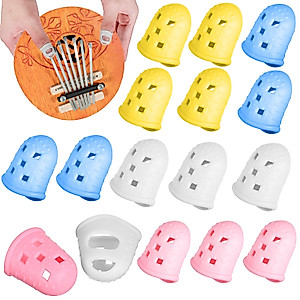 Milisten 16 Pcs Kalimba Finger Protectors, Silicone Kalimba Thumb Protectors Fingertips Guards, Guitar Finger Protectors Thumb Picks Anti Slip Fingertip Protectors for Beginners