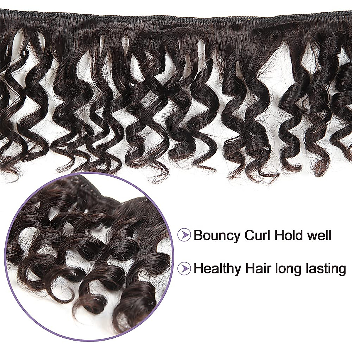 Molefi Brazilian Funmi Hair Loose Wave 4 Bundles Spiral Curl Hair Bundles Short Curly Weave 9A Unprocessed Brazilian Human Hair Extensions 50g/pc Full Head Natural Color (8 8 8 8 Inch)