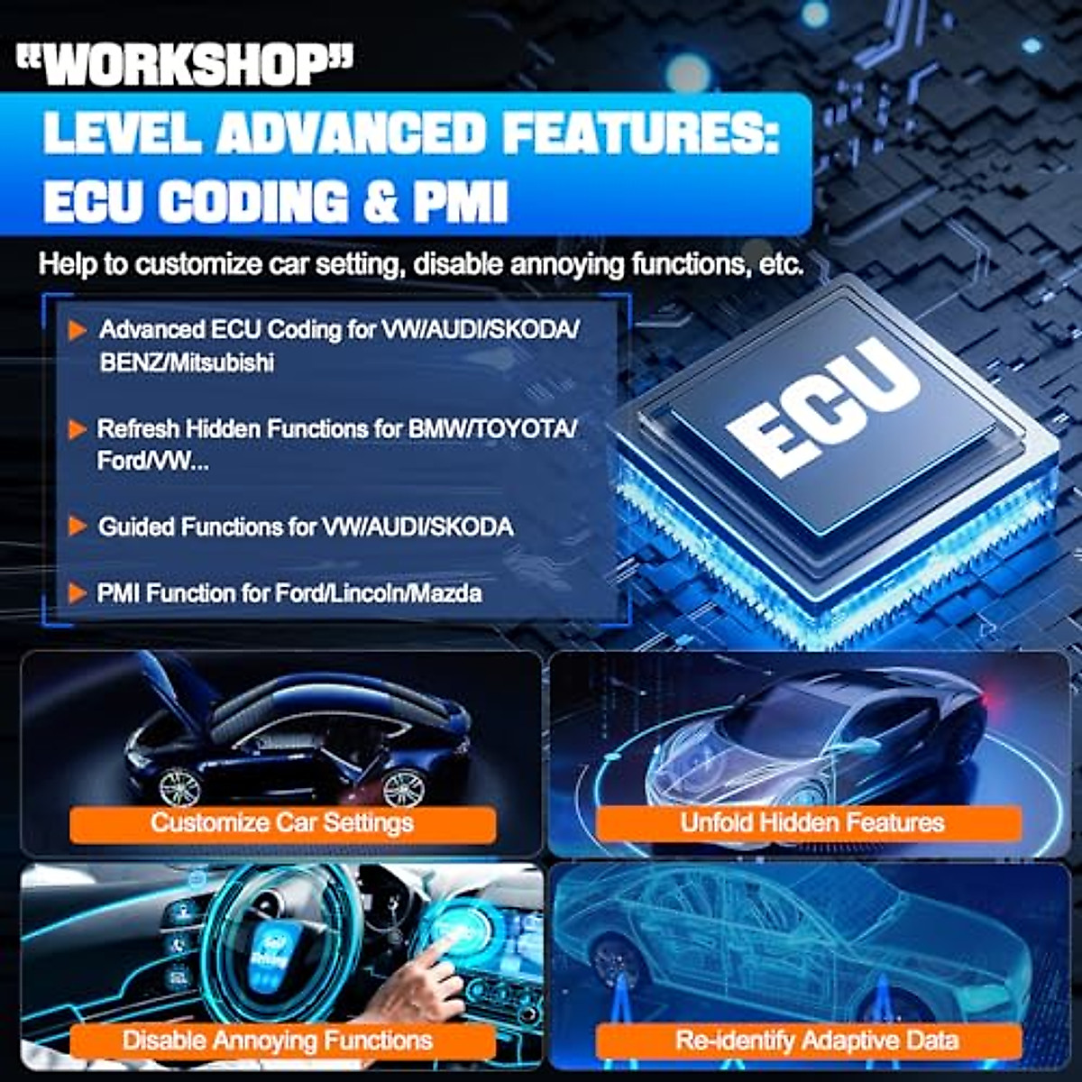 XTOOL D8W Wireless Bidirectional Scan Tool, Topology OBD2 Scanner with 3-Year Updates, ECU Coding, PMI, 38+ Resets, Crankshaft Relearn, CAN FD/DoIP, Full Diagnostic Scanner for Car