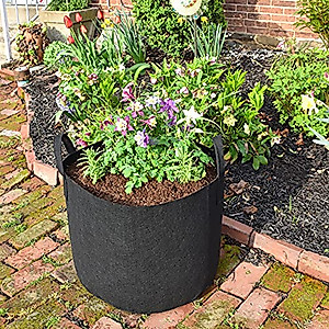 ZENPAC 5 Pack 20 Gallon Large Grow Bags with Handles, Fabric Planters for Outdoor Plants, Felt Planters for Flowers, Vegetables, Gardening, Bulk