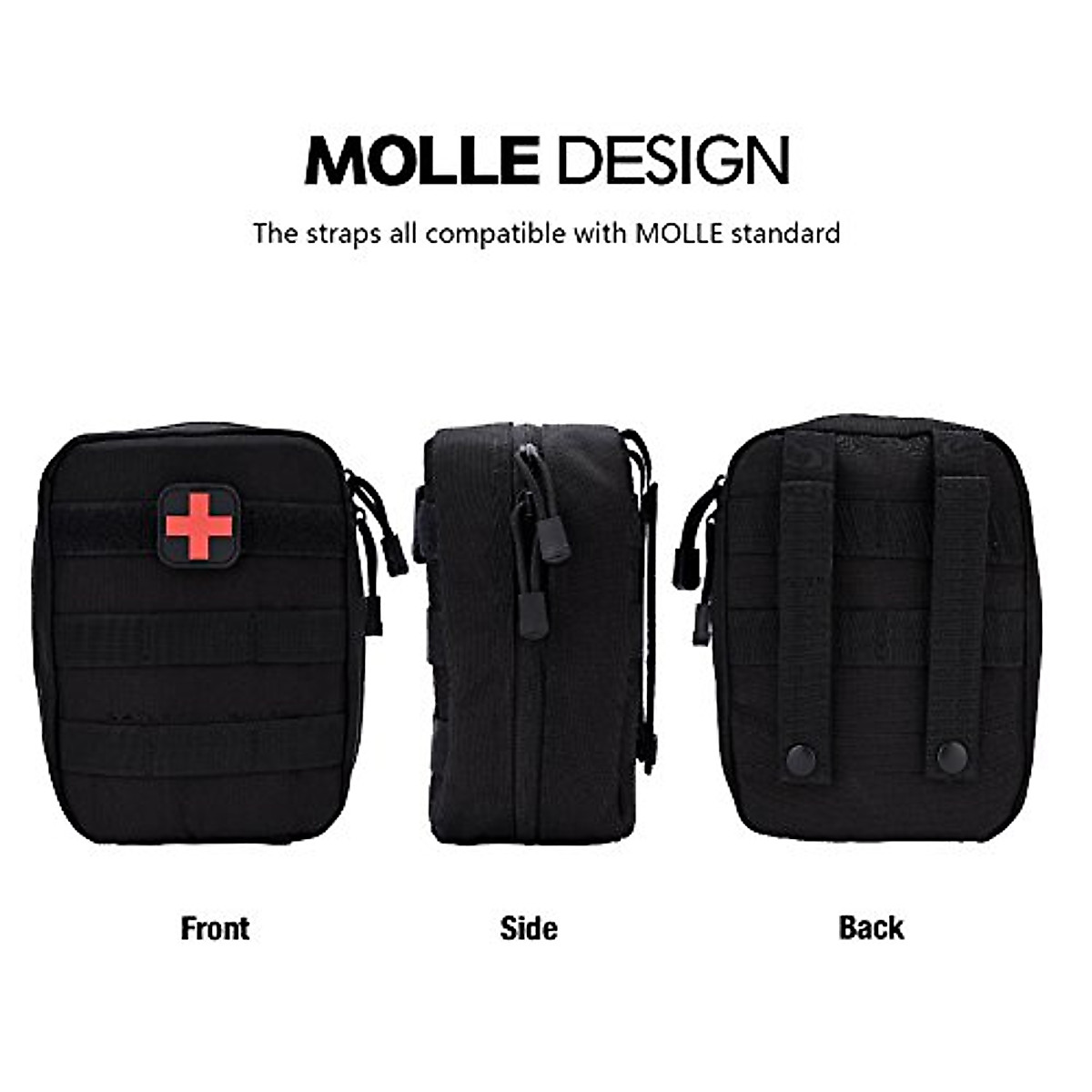 OKJHFD First Aid Kit, First Aid Medical Bag, Multi Pocket Lightweight Med Bag for Outdoor Activities(Black)