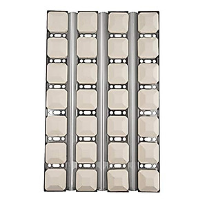 MixRBBQ Stainless Steel Heat Plate Flame Tamer with 28 Ceramic Briquettes Compatible with Dynasty DBQ30F and JennAir JLG7130ADS Gas Grills