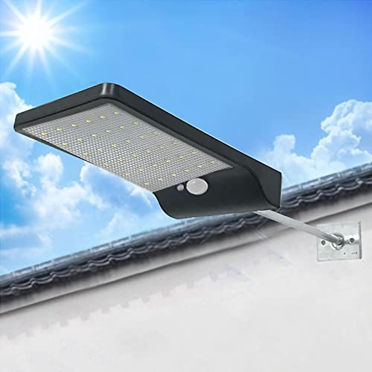 Solar Garden Lights 36 Solar Wall Lamp Outdoor LED Solar Light Waterproof PIR Motion Sensor Garden Lamp Multi-Modes,1,Black Body