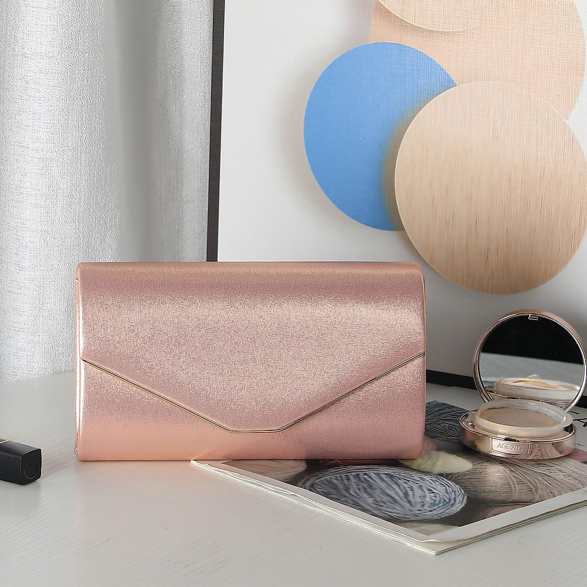 Pinprin Women Evening Clutch Bag Banquet Round Handbag with Top-handle Stylish Wedding Party Wallet Purse (A-Silver)