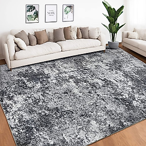 Area Rug Living Room : 5x7 Indoor Soft Fluffy Abstract Carpet for Bedroom Kitchen Dining Room Floor Washable Plush Throw Large Accent Rug Home Office Nursery Decor - Gray