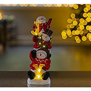 VP Home Christmas Trio Snowman Decor, Christmas Figurines Resin Snowman Lighted Decorations, LED Holiday Light Up Snowman Indoor, Festive Fiber Optic Decorations, Snowman Christmas Decorations