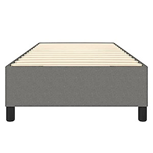 vidaXL Box Spring Bed Frame Home Indoor Bedroom Bed Accessory Wooden Upholstered Single Bed Base Furniture Dark Gray 39.4"x74.8" Twin Fabric