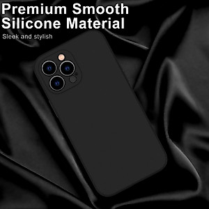 DEENAKIN Compatible with iPhone 14 Pro Max Silicone Case - Enhanced Camera Protection and Screen Protector - Smooth Baby Skin-Like Feel - Slim Fit Phone Cover 6.7”for Women Girls - Black