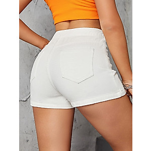 WDIRARA Women's Wrap Lace Up Tie Side High Waist Skort Casual Button Skirt Shorts White L