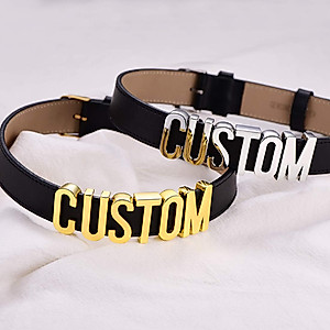 U7 Thick Choker for Women 19MM Wide Personalized Neck Collar Thick Leather Necklace with DIY Initials Name Chokers 14 to 17 Inch