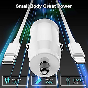 iPhone Fast Car Charger with Cable, Dual Port USB C Power Delivery Car Charging Adapter Plug with 2Pack 6ft Type C to Lightning Cable Cord for iPhone 14 Pro Max/13 Pro/12 Pro/12 Mini/11/iPad