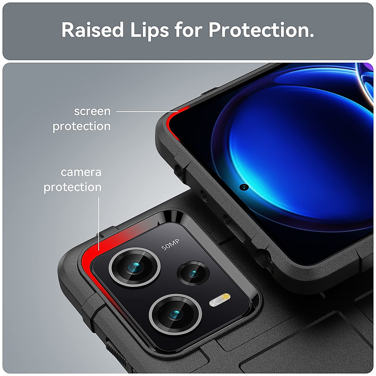 Ephoou Slim Phone Case for Xiaomi Redmi Note 12 Pro 5G, Rugged Shield with Military Grade Shockproof Protection Case Compatible with Redmi Note 12 Pro 5G /Note 12 Pro Speed/Poco X5 Pro HD-Black