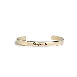 Personalized Gold Plated Bracelet With Swarovski Birthstone Setting. Customize with a Name or Date of your choice. Variable size makes the Gift for Her