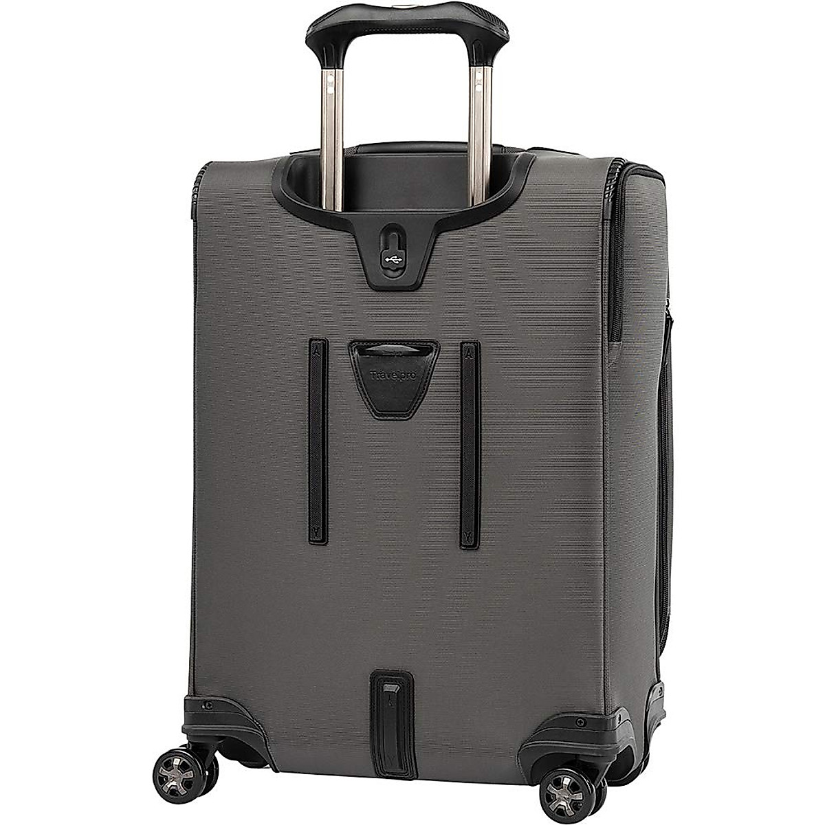 Travelpro Crew Versapack Softside Expandable 8 Spinner Wheel Carry on Luggage, USB Port, Men and Women, Jet Black, Carry on 21-Inch