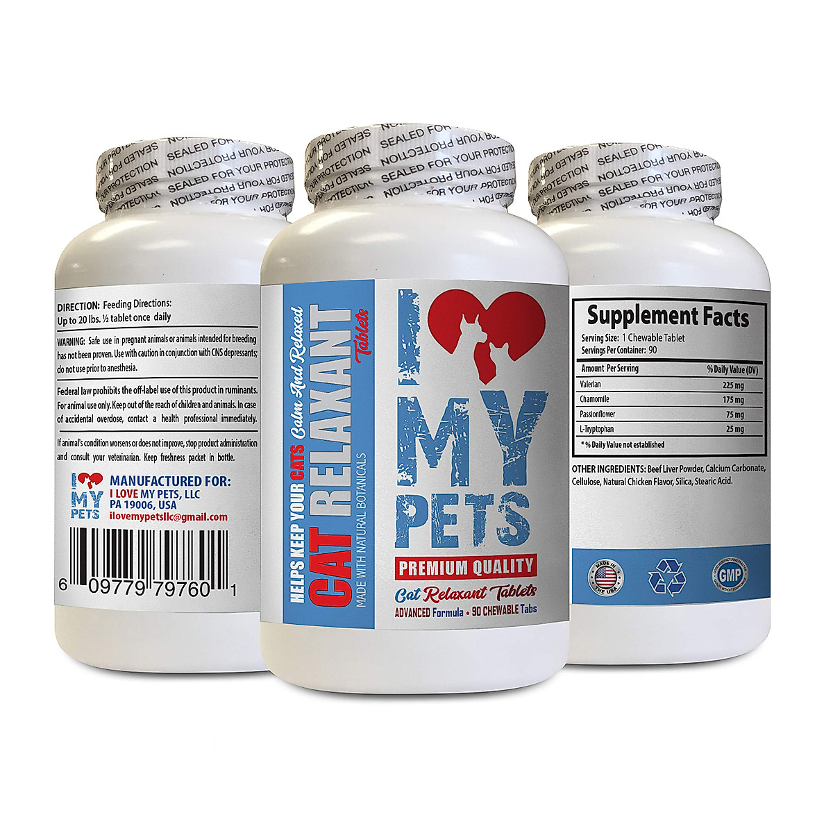 I LOVE MY PETS LLC Anxiety Relief Cats - CAT Relaxant - Anxiety Relief & Calmer - Premium Quality Treats - Chamomile cat Treats - 90 Treats (1 Bottle)