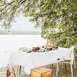 10 Pack Polyester Tablecloth, 60 x 102 Inch White Polyester Table Cloth for 6 Feet Rectangle Tables, Stain and Wrinkle Resistant Washable Table Cover for Kitchen Wedding Banquet Restaurant Party