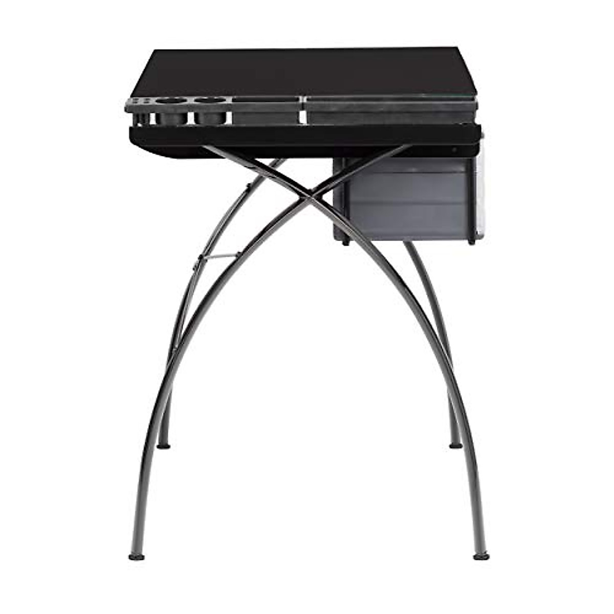 Futura Crafting, Drafting, Drawing Table with Adjustable Top, Black and Black Glass