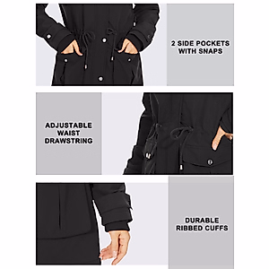 ROYAL MATRIX Women's Parka Coat Winter Warm Parka Jacket Fleece Lined Parka Coat Long Winter Coat with Hood (Black, Medium)