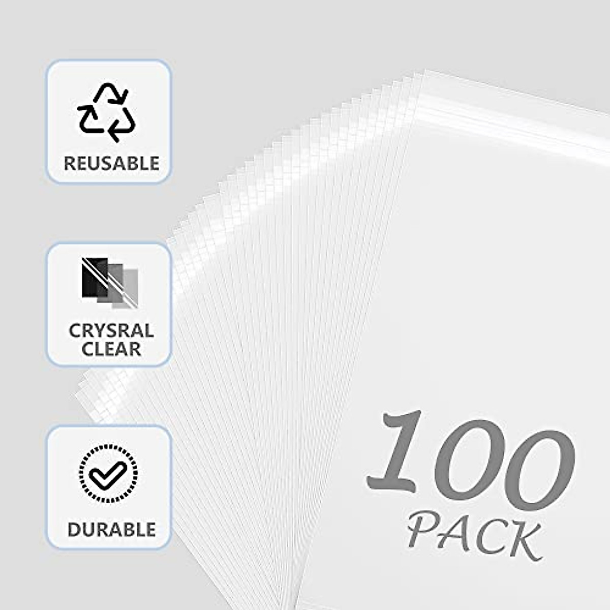 Somime 100 Pack Acid-Free Crystal Clear Sleeves Storage Bags for 8x10 Art Prints/Pictures/Photos/Framing Mat Mattes (Bag Size: 8 1/2” x 10 3/7”)