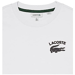 Lacoste Unisex-Child Boy's Short Sleeve Regular Fit Crew Neck Tee Shirt, White, 10 Years
