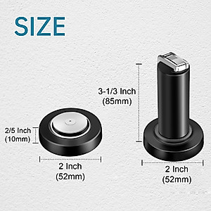 Door Stoppers, Magnetic Door Stop, Heavy Duty Stainless Steel Door Catch, Holder Your Door, Modern Wall/Ground Mount Door Stopper, Black, 2 Pack
