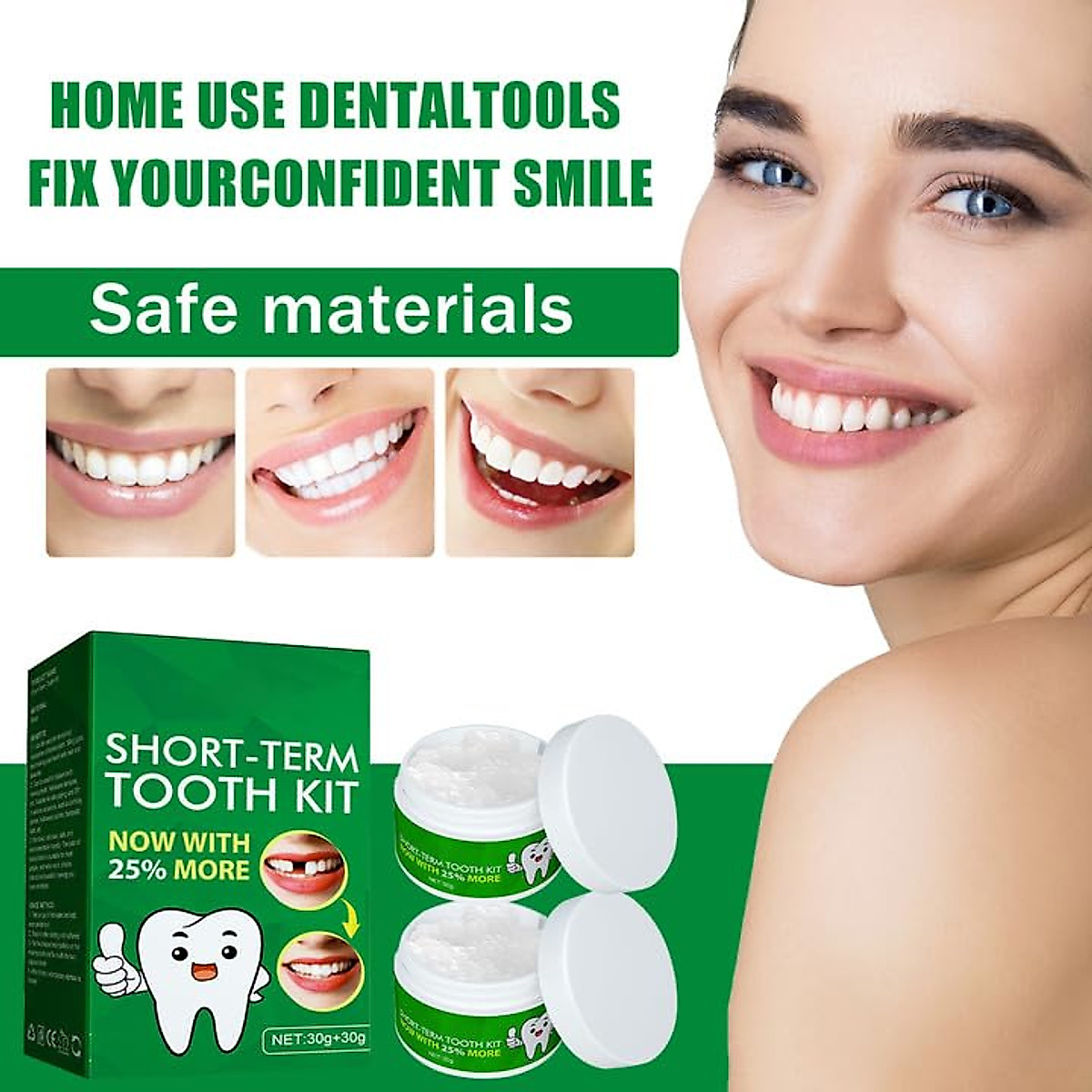 Moldable False Teeth, Tooth Replacement Kit,Temporary Teeth Repair Kit,Tooth Repair Kit for Snap On Instant and Confident Smile,with Mouth Mirror, 3 Pcs Differernt Dental Probe