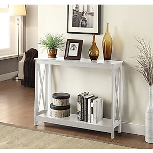 Convenience Concepts Oxford Console Table with Shelf, White