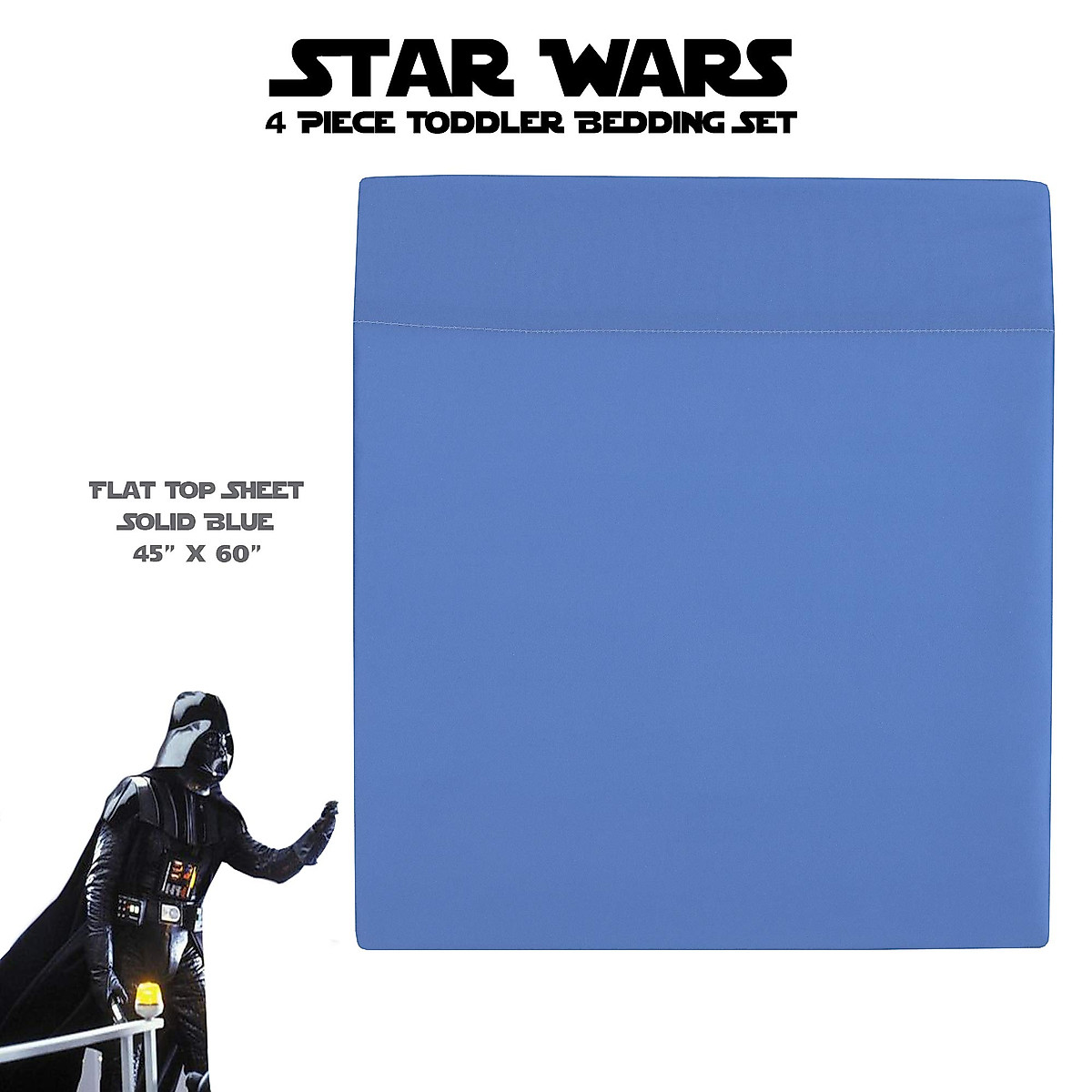 Disney Star Wars Galaxies Await 4 Piece Toddler Bedding Set Fitted Sheet, Pillow Case, Top Sheet, and Comforter Quilt - Blue