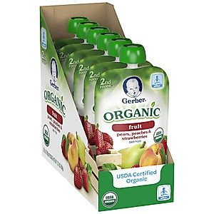 Gerber Organic 2nd Foods Purees - Pear Peaches & Strawberries - 3.5 oz - 6 pk